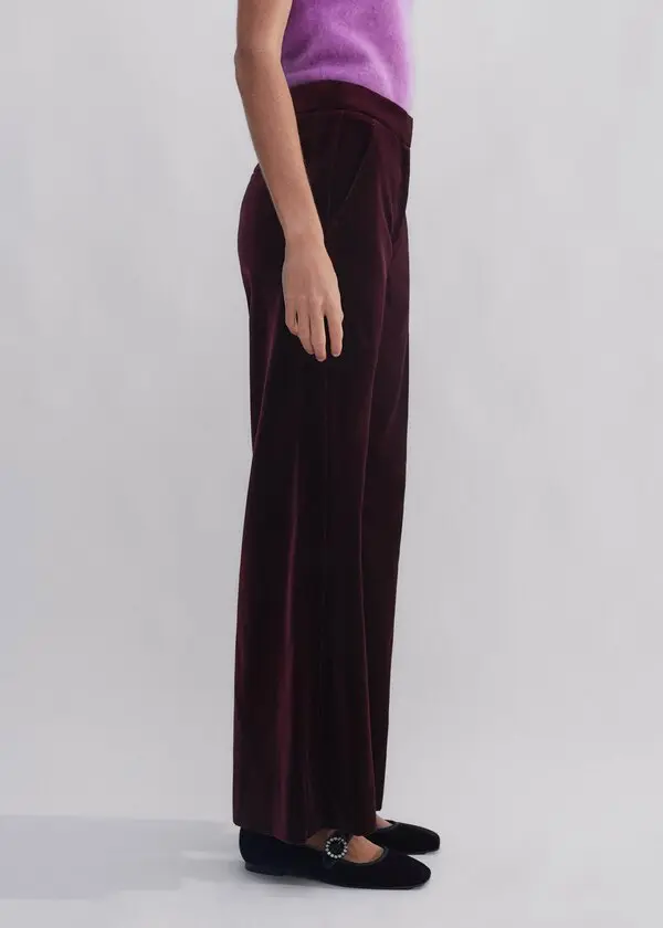 ME+EM Short-length Velvet Trousers - Deep Merlot