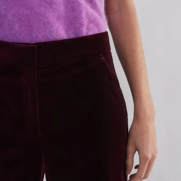 ME+EM Short-length Velvet Trousers - Deep Merlot
