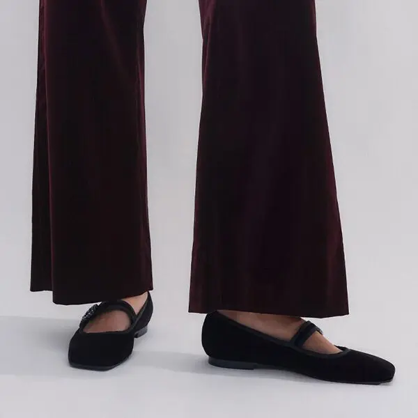 ME+EM Short-length Velvet Trousers - Deep Merlot
