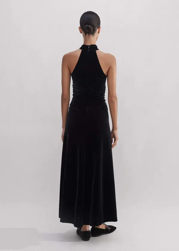 ME+EM Velour Halterneck Maxi Dress