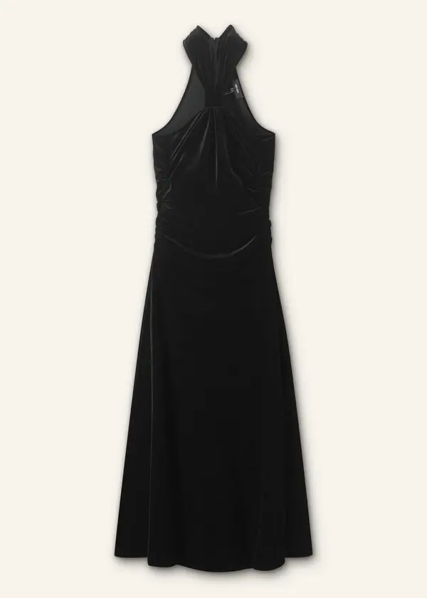 ME+EM Velour Halterneck Maxi Dress