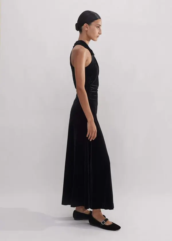 ME+EM Velour Halterneck Maxi Dress