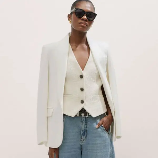 ME+EM Textured Tailored Tux Vest