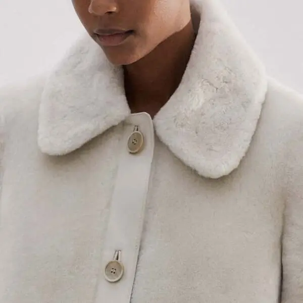 ME+EM Luxe Shearling Leather-mix Swing Coat - Natural