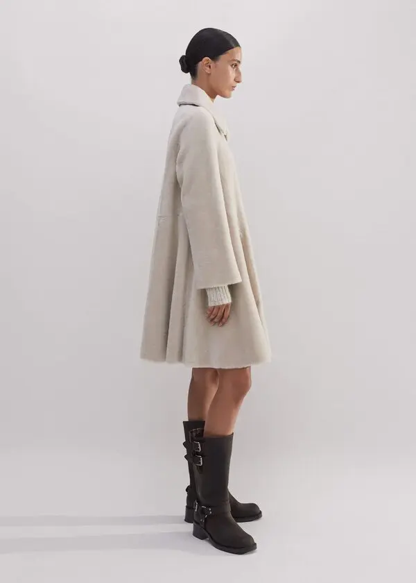 ME+EM Luxe Shearling Leather-mix Swing Coat - Natural