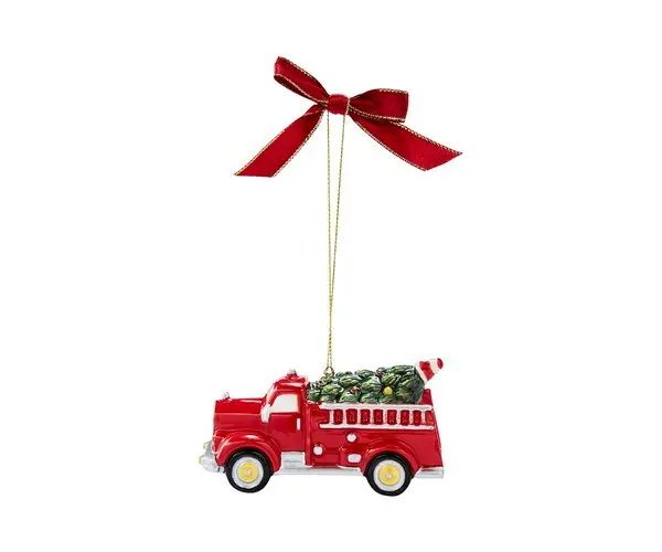 SPODE Christmas Tree Fire Truck With Tree Ornament