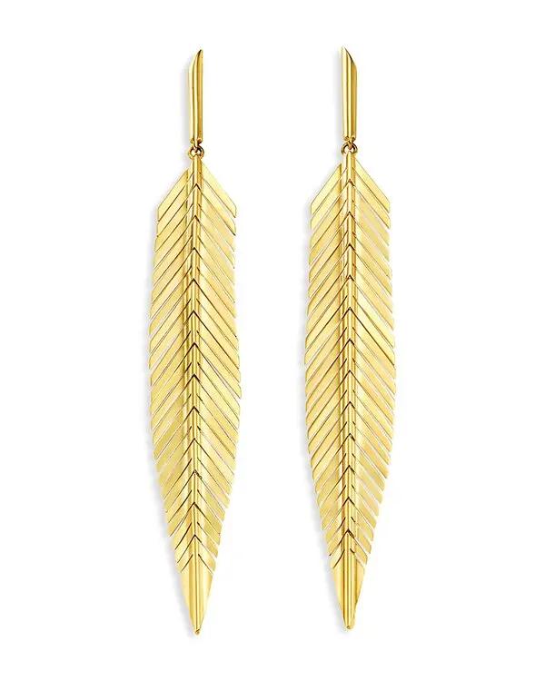 CADAR 18k Yellow Feather Earrings - Gold