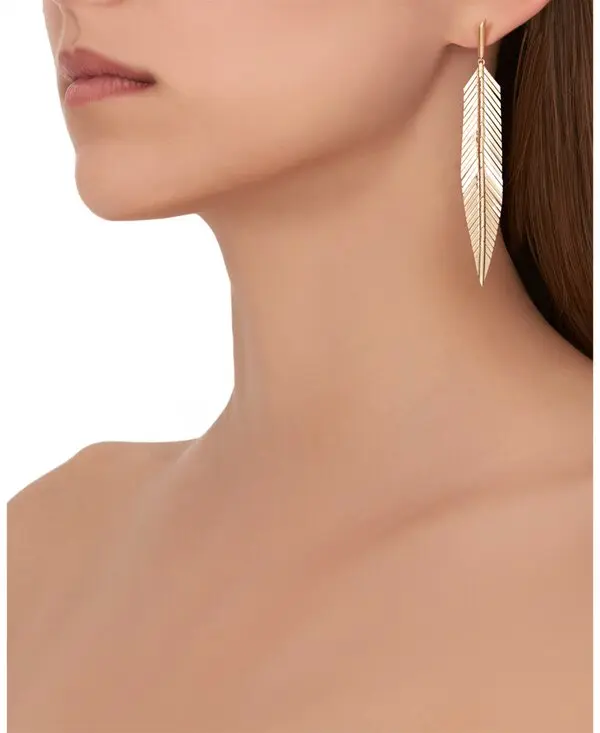 CADAR 18k Yellow Feather Earrings