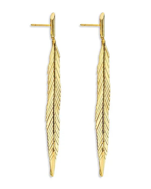 CADAR 18k Yellow Feather Earrings - Gold
