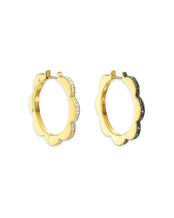 CADAR 18k Bloom Diamond Flower Hoop Earrings - Yellow Gold