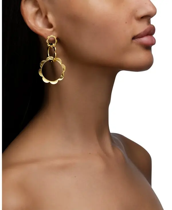CADAR Bloom Trio Unity Flower Drop Earrings - Gold
