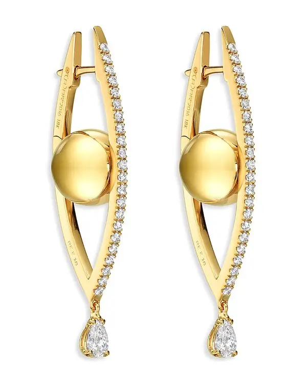 CADAR 18k Yellow Diamond Hoop Earrings - Gold