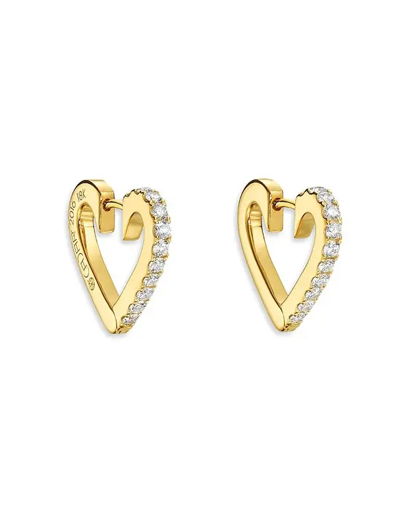 CADAR 18k Yellow Hoop Earrings With Diamonds - Gold