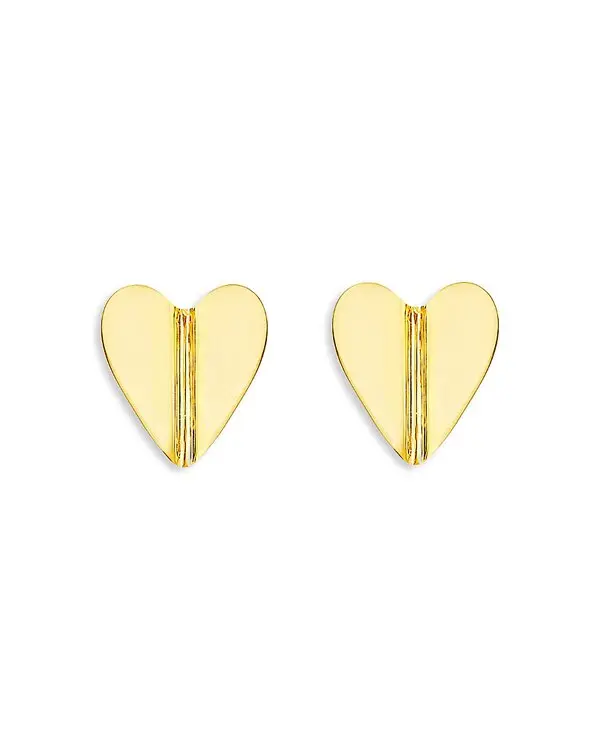 CADAR 18k Folded Heart Stud Earrings - Yellow Gold