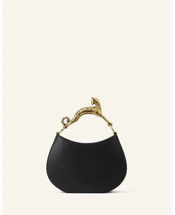 LANVIN Lamb Leather Hobo Cat Bag - Black