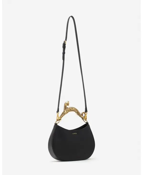 LANVIN Lamb Leather Hobo Cat Bag - Black