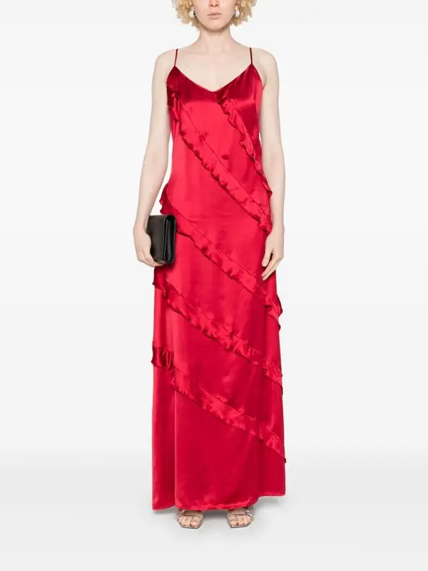 TWINSET Ruffled Satin Maxi Dress