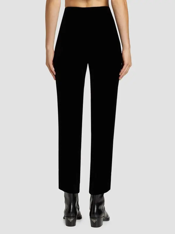 L'Agence Rebel Tapered Velvet Trousers - Black