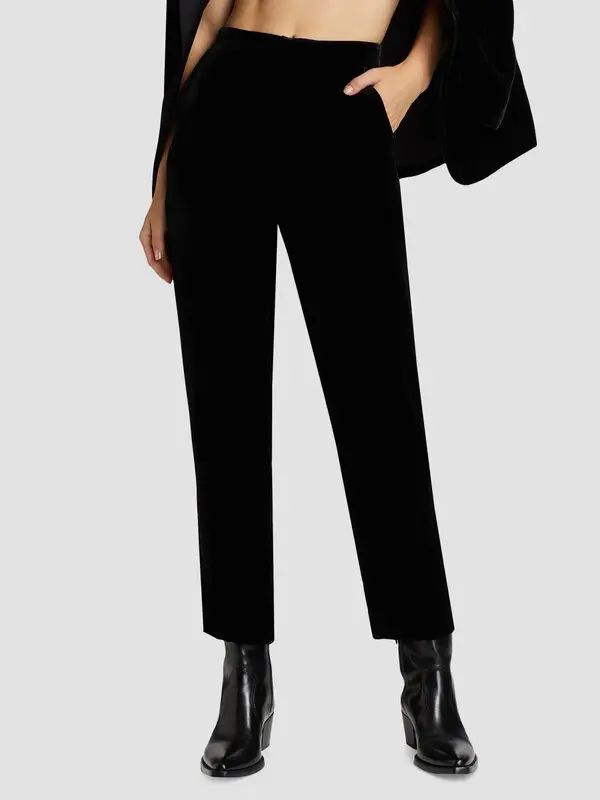 L'Agence Rebel Tapered Velvet Trousers - Black