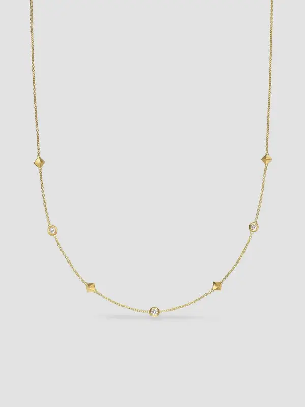 David Yurman Petite Modern Renaissance Station Necklace In 18k Yellow Gold With Diamonds, 4.6mm - Diamond