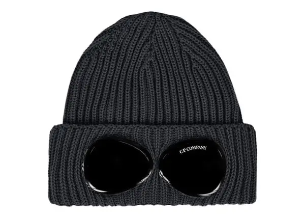 C.P. COMPANY Cotton Goggle Beanie - Dark Fog Grey