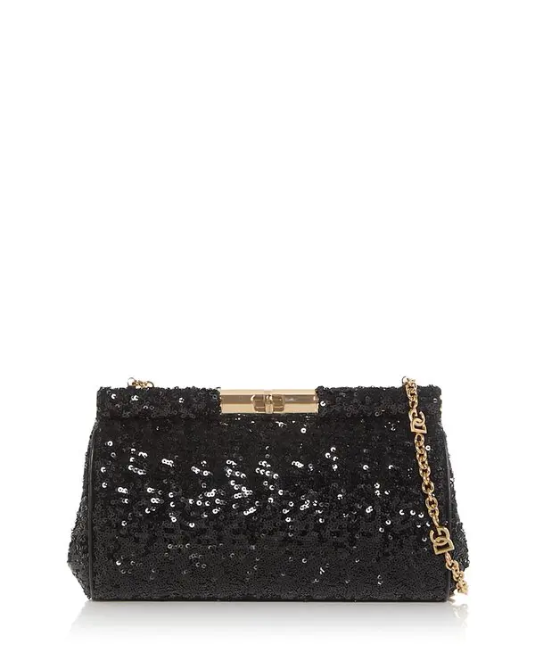 Dolce & Gabbana Marlene Embellished Medium Shoulder Bag - Black