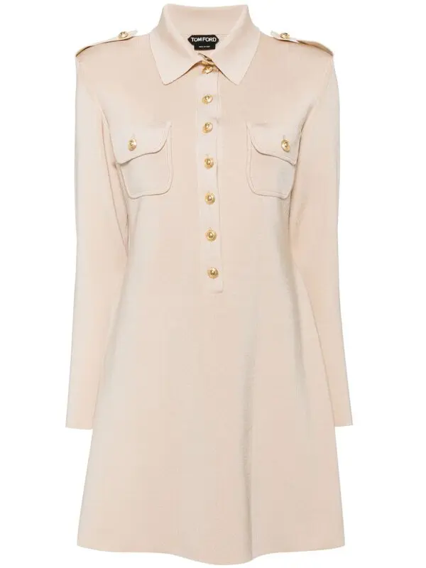 TOM FORD Ribbed Knit Mini Dress - Neutrals