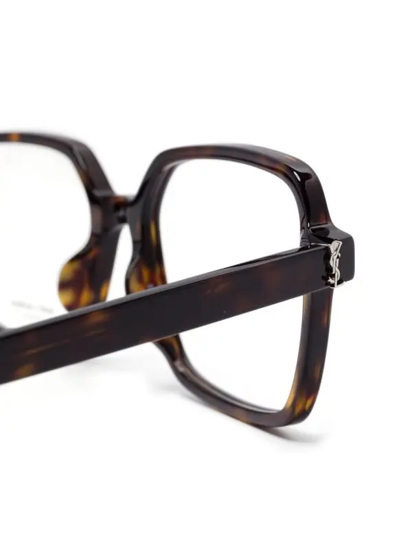 Saint Laurent Tortoiseshell-effect Square Frame Glasses - Black
