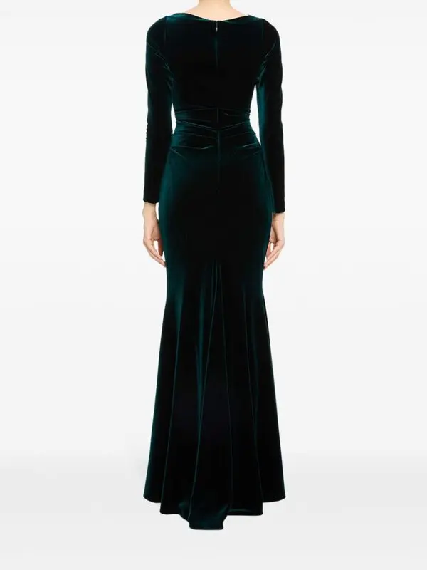 Talbot Runhof Cut-Out Velvet Gown - Green | Editorialist