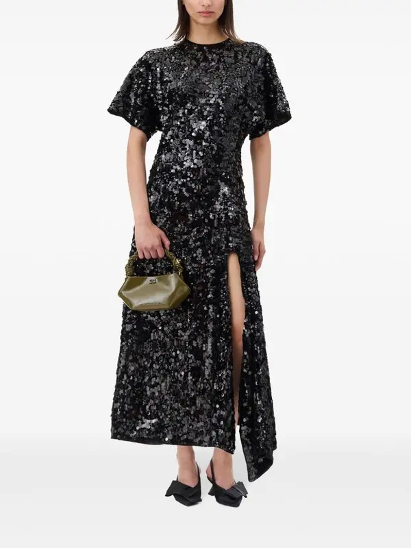 GANNI Sequinned Velvet A-line Dress