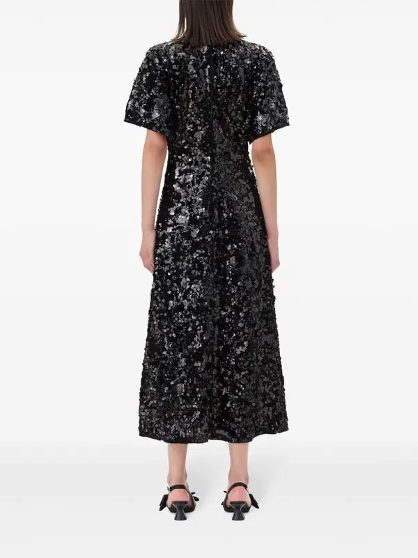 GANNI Sequinned Velvet A-line Dress