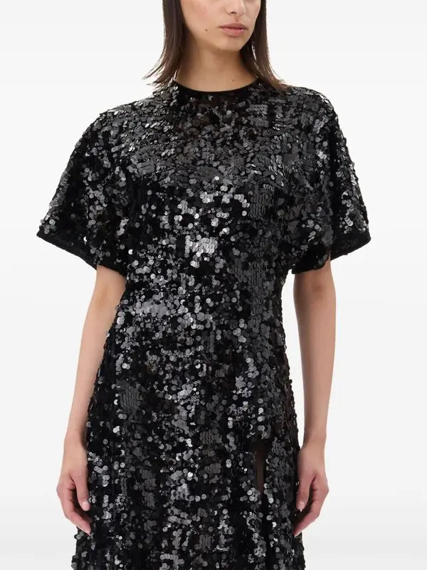 GANNI Sequinned Velvet A-line Dress