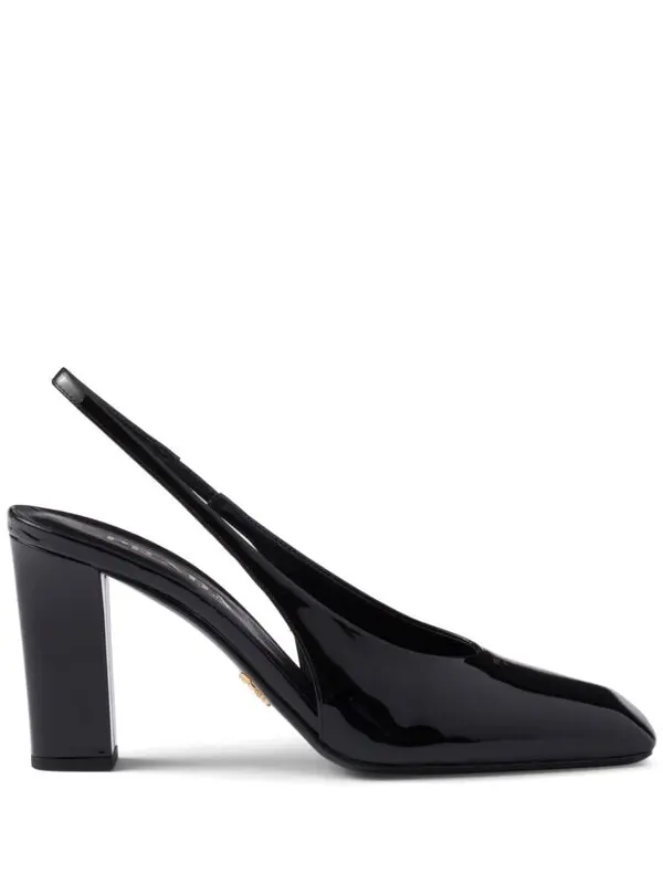 Prada 85mm Leather Slingback Pumps - Black