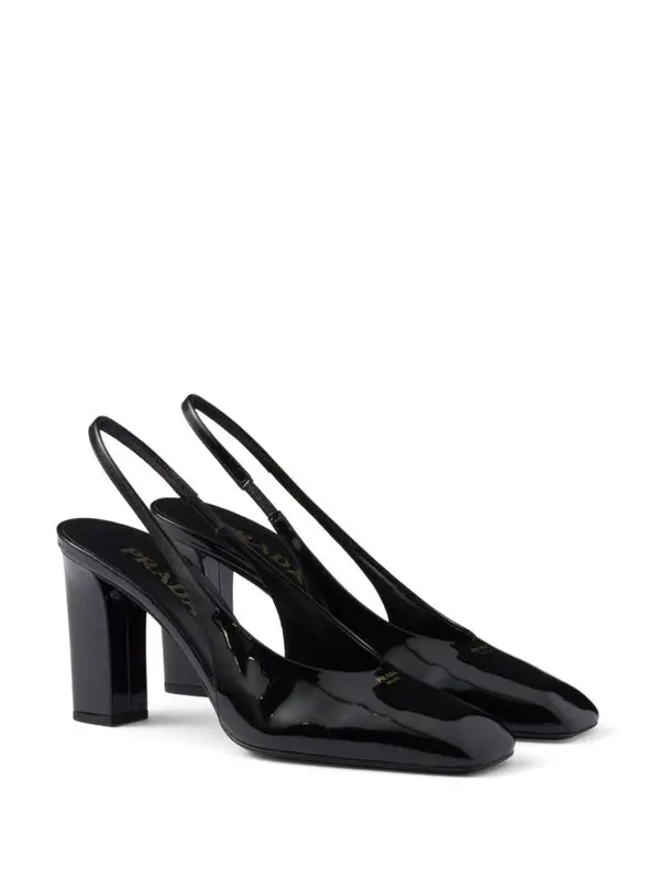 Prada 85mm Leather Slingback Pumps - Black
