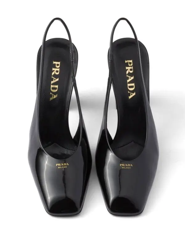 Prada 85mm Leather Slingback Pumps - Black