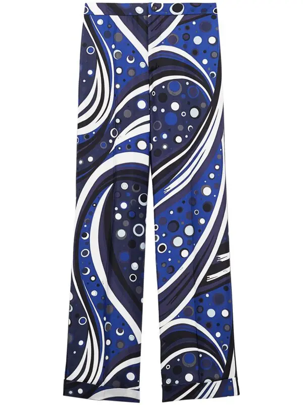 Emilio Pucci Fontane-print Silk Trousers - Blue