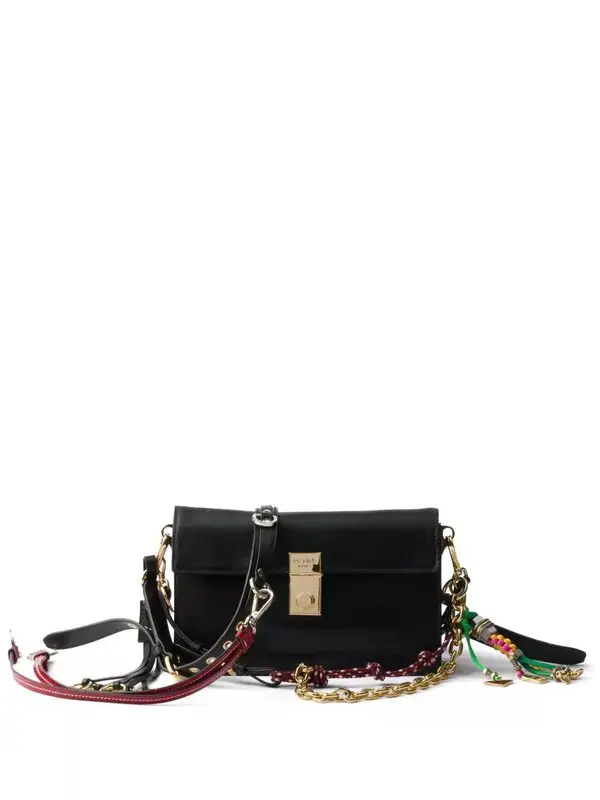 Prada Soft Sound Small Leather Shoulder Bag With Charms