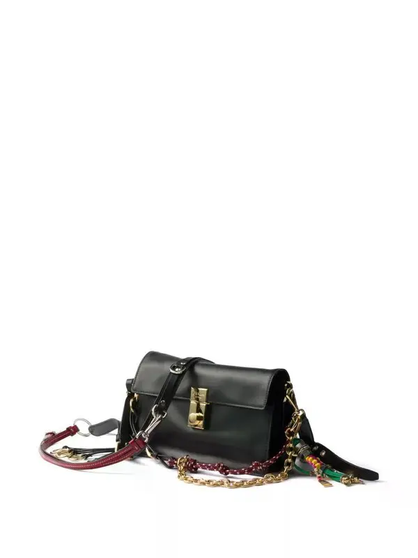 Prada Soft Sound Small Leather Shoulder Bag With Charms