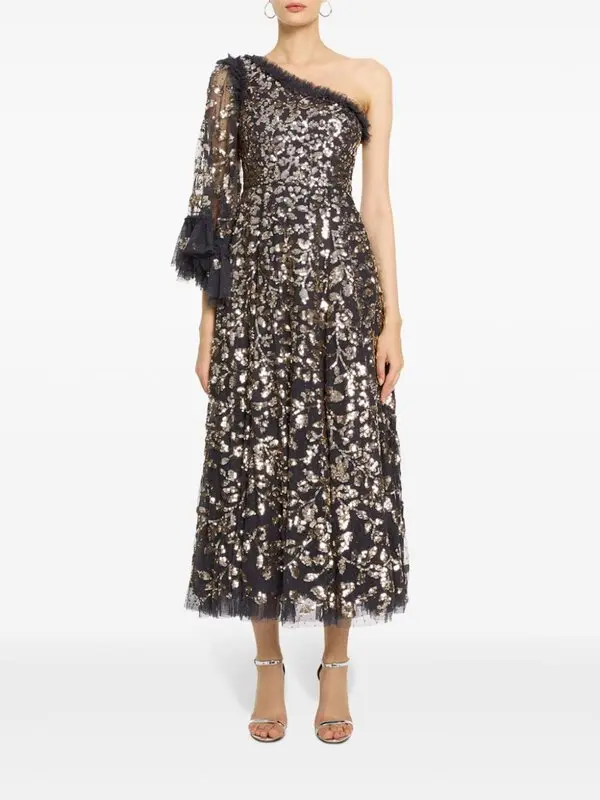 NEEDLE & THREAD Falling Leaves Sequin Midi Dress