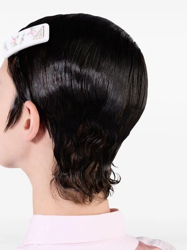 新品未使用！PRADA フラワープリント ヘアバンド Prada Floral-Print Hair Clip - White | Editorialist