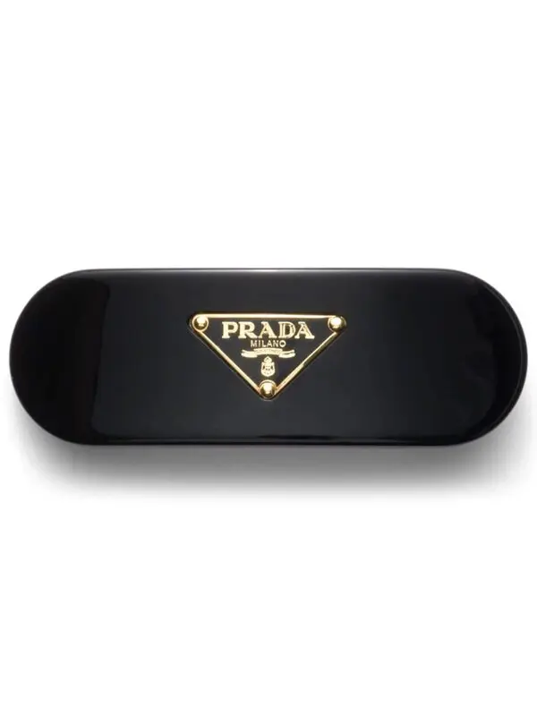 Prada Triangle Logo Hair Clip - Black