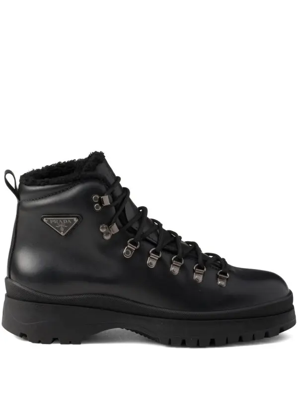 Prada Brixxen Leather Boots - Black