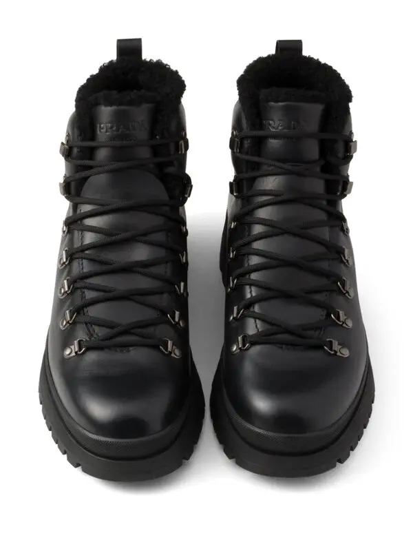 Prada Brixxen Leather Boots - Black