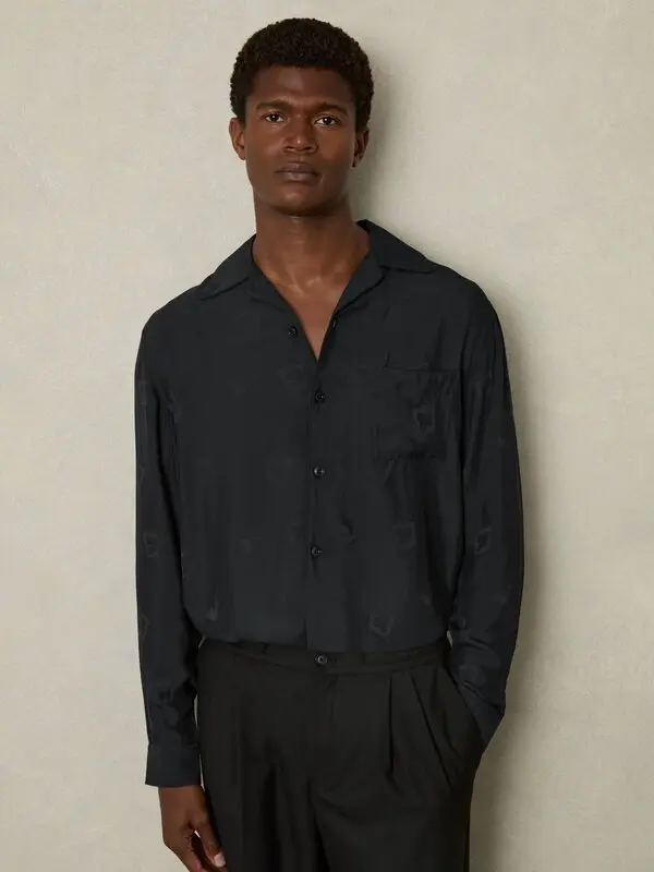 REISS Aperitif Cocktail-jacquard Faille Shirt