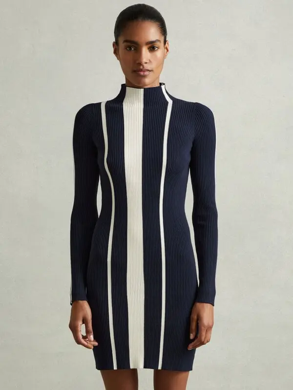REISS Kelli Ribbed Mini Dress