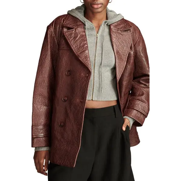 Lucky Brand Marla Pebbled Leather Coat