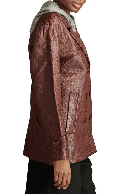 Lucky Brand Marla Pebbled Leather Coat