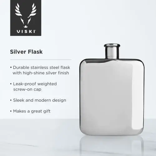 VISKI 6 Oz Flask - Silver