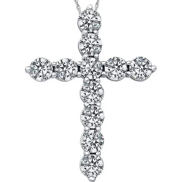 BLISS DIAMOND 3 Ct. Lab Grown Diamond Cross Pendant Necklace - 14k White Gold