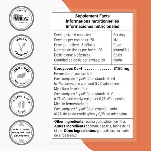 SUPERSMART Cordyceps Cs-4 3150mg Per Day